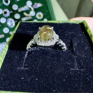 Jewelry | Golden Citrine Halo Ring Warm Glow With Sparkling Silver ...